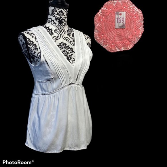 Sim & Sam | Tops | Sim Sam Vneck And Back White Tank Top | Poshmark